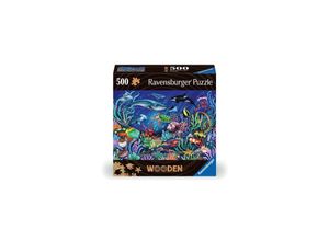 4005556175154 - Ravensburger WOODEN Puzzle 17515 - Unten im Meer - 500 Teile Holzpuzzle für Erwachsene und Kinder ab 14 Jahren mit stabilen individuellen Puzzleteilen und 40 kleinen Holzfiguren (Whimsies)