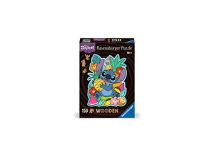 4005555007586 - Ravensburger WOODEN Puzzle 12000758 - Disney Stitch - 150 Teile Kontur-Holzpuzzle mit stabilen individuellen Puzzleteilen und 15 kleinen Holzfiguren = Whimsies für Erwachsene und Kinder ab 10 Jahren
