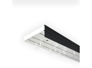 5949127157301 - Gardinenschiene Vorhangschiene SH (1) mit Blende 5 cm Gr 7 schwarz-weiß (weiß schwarz) L360cm T895cm Kunststoff Gardinenstangen