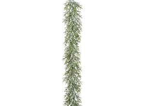 4064118886785 - Winterliche Kunstpflanze CREATIV DECO Weihnachtsdeko Weihnachtsgirlande Kunstpflanzen Gr L 180 cm grün Weihnachtsgirlande Adventskränze Girlanden Girlande aus Minizweigen in geeister Optik Länge 180 cm
