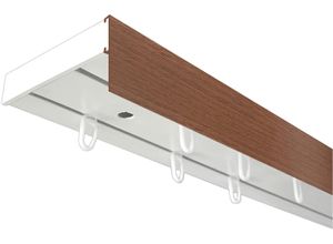 5949127165931 - Gardinenschiene Vorhangschiene SH (1) mit Blende 5 cm Gr 5 weiß (weiß walnussfarben) L240cm T77cm Kunststoff Gardinenstangen