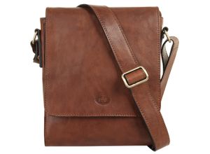 4260405129867 - Umhängetasche PIKÉ Damen Gr B H T 28cm x 23cm x 7cm onesize braun Leder beschichtet glänzend Taschen echt Leder Made in Italy