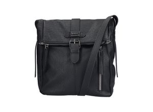 4061811898084 - Umhängetasche RIEKER Damen Gr B H T 21cm x 34cm x 10cm schwarz Lederimitat unifarben Taschen Damen-Handtasche Schultertasche Überschlag mit Schnallenverschluss