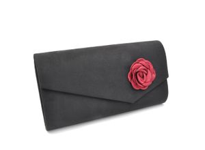 4006046370905 - Abendtasche STEUER Satin-Optik schwarz mit roter Blüte Damen Gr B H T 140cm schwarz Taschen