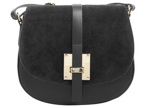 4260405129201 - Umhängetasche CLUTY Damen Gr B H T 22cm x 20cm x 6cm onesize schwarz Leder beschichtet Taschen echt Leder Made in Italy