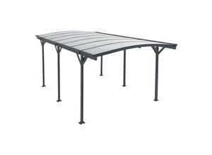 4260565526919 - Carport 5x3 m Dunkelgrau- Überdachung aus Aluminium mit Doppelstegplatten - Unterstand für Autos - freistehende Montage - mit Bogendach - Juskys