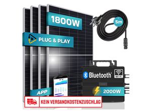4255656235955 - SUNNIVA® 1800W Balkonkraftwerk 2000W komplett Steckdose - Astro Energy 2000W Wechselrichter - PV Solaranlage Komplettset - 4x 450W (1800W) Solarmodule Silver Frame - inkl 5m Kabel - Bluetooth WIFI
