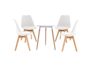 4255716342319 - Sitzgruppe Lamalie I Set aus 4x Stuhl Linares und 1x Tisch Amalie I runde Tischplatte Ø 60 cm I Moderne Essgruppe