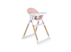 3801005152858 - Kinderhochstuhl Almond Holzoptik klappbar Doppeltablett Sicherheitsgurt rosa