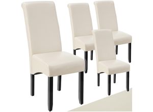 4061173073419 - tectake® 4er Set Esszimmerstuhl gepolstert mit Kunstlederbezug massive Holzbeine 44 x 63 x 106 cm