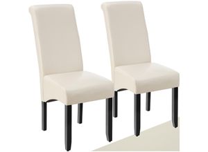 4260397651322 - tectake® 2er Set Esszimmerstuhl gepolstert mit Kunstlederbezug massive Holzbeine 44 x 63 x 106 cm