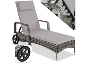 4061173205537 - tectake® Rattan Sonnenliege mit Aluminiumgestell 6-fach verstellbare Rückenlehne 196 x 72 x 57 - 945 cm