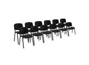 4251898828207 - Stapelstuhl ISO Basic ohne Armlehnen 4-Fußgestell Stoffbezug Bezug schwarz Gestell schwarz 12 Stück