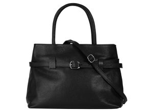 4262427393233 - Henkeltasche CLUTY Damen Gr B H T 33cm x 23cm x 15cm onesize schwarz Leder leicht glänzend unifarben Taschen echt Leder Made in Italy