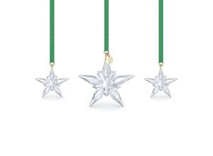 9009657018544 - Dekohänger SWAROVSKI Kristallfigur Sammelfigur Multipack Annual Edition Ornament Set 2025 grün (kristallweiß goldfarben grün) Dekohänger Kristallglas Metall Baumwolle Kristall