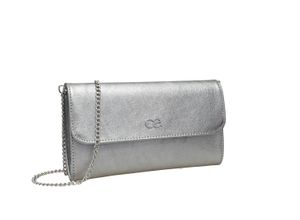 4036673240876 - Clutch Eleganz Damen Gr B H T 26cm x 15cm x 5cm onesize silber Leder COLLEZIONE ALESSANDRO Taschen aus Leder mit separaten Fächern