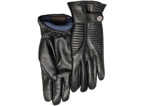 4260478651272 - Lederhandschuhe PEARLWOOD Britt Damen Gr 10 schwarz Schafsleder gemustert unifarben mit Farbeinsatz Handschuhe Touchscreenfähig- mit 10 Fingern bedienbar farbiges Innenfutter