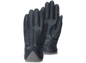 4260478659155 - Lederhandschuhe PEARLWOOD John Damen Gr 95 schwarz Ziegenleder unifarben Handschuhe Elastischer Bund mit dekorativer Ziernaht