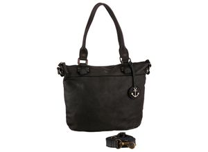 4046478026537 - Shopper HARBOUR 2ND Bianca Damen Gr B H T 34cm x 27cm x 12cm grau (ash) Leder Taschen aus Leder mit typischen Marken-Anker-Label und Schmuckanhänger