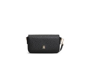 8721222241546 - Umhängetasche TOMMY HILFIGER TH ICON CONV CROSSOVER MONO Damen Gr B H T 24cm x 14cm x 75cm schwarz Lederimitat Taschen Damen Schultertasche Minibag mit TH-Logoprägung