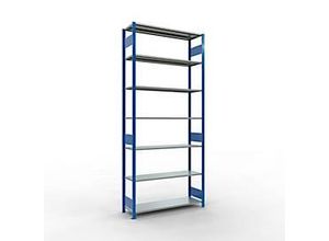 4004514280046 - Schulte Lagertechnik Fachbodenregal-Stecksystem MULTIplus 150 Grundregal Längenriegel 3000x1300x400 mm 7 Böden enzianblau verzinkt