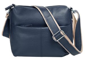4260543050184 - Umhängetasche SAMANTHA LOOK Damen Gr B H T 26cm x 24cm x 5cm onesize blau Leder unifarben Taschen echt Leder Made in Italy
