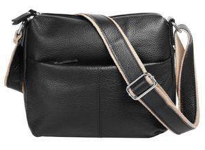 4260543050160 - Umhängetasche SAMANTHA LOOK Damen Gr B H T 26cm x 24cm x 5cm onesize schwarz Leder unifarben Taschen echt Leder Made in Italy