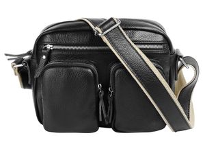 4260543050085 - Umhängetasche SAMANTHA LOOK Damen Gr B H T 26cm x 22cm x 7cm onesize schwarz Leder unifarben Taschen echt Leder Made in Italy