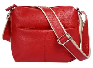 4260543050214 - Umhängetasche SAMANTHA LOOK Damen Gr B H T 26cm x 24cm x 5cm onesize rot Leder unifarben Taschen echt Leder Made in Italy