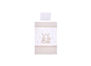 3800166115221 - Kinderbettwäsche 3-teilig Decke 140 x 95 Kissen 43 x 35 Laken 150 x 100 rosa braun weiß