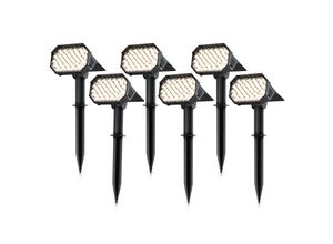4062861837771 - 6x LED Gartenstrahler Solar Erdspießleuchte Akku Gartenleuchte Solarspotlight Wandmontage Ein- Ausschalter  mehrere Helligkeitsstufen LED fest integriert Warmweiß Solarstrahler 80 Lumen Solarleuchte warnweiß für Garten Balkon IP65