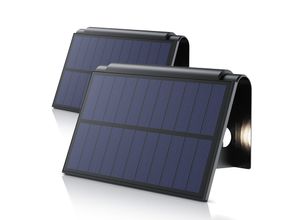 4062861837863 - 2x LED Solarleuchte Solar Wandleuchte für außen mit Akku & ohne Stromanschluss Wasserdicht Ein- Ausschalter  mehrere Helligkeitsstufen LED fest integriert Warmweiß 1800 mAh Akku Solarpanel IP54 wetterfest für Außenmontage