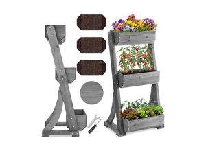 4061173288196 - tectake® Vertikalbeet 3 Etagen wetterfest und standsicher inklusive Pflanzvlies 60 x 49 x 140 cm