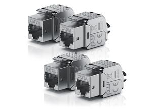 4062861827048 - Primewire 4x Netzwerk-Adapter RJ-45 (Ethernet) Buchse zu Netzwerkkabel CAT6a Keystone Modul für LAN Kabel RJ45 Buchse feldkonfektionierbar