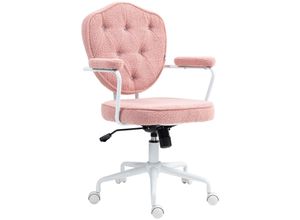 4255633585646 - Bürostuhl Ergonomisch Schreibtischstuhl mit Wippfunktion Drehbar Rosa