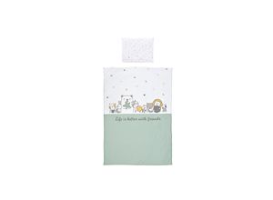 3800166115214 - Kinderbettwäsche 3-teilig Decke 140 x 95 Kissen 43 x 35 Laken 150 x 100 hellgrün
