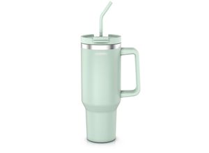 4062861837122 - Arendo Thermobecher 1200 ml Edelstahl Tumbler mit Deckel Henkel Strohhalm doppelwandig vakuumdicht auslaufsicher