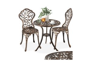 4061173286178 - tectake® Bistrotisch-Set für 2 Personen im Vintage-Design verspieltes Rankenmuster Belastbarkeit Stuhl 120 kg
