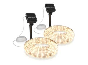 4062861826959 - 2x LED-Lichterkette Solar 10m warmweiß Innen & Außen Solarpanel mit Akku 100 Leds IP44
