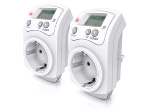 4062861826966 - 2x Steckdosen-Thermostat max 3680 W programmierbar von 5°-30°C LCD Display mit Statusanzeige