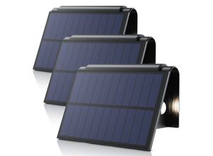 4062861837870 - 3x LED Solarleuchte Solar Wandleuchte für außen mit Akku & ohne Stromanschluss Wasserdicht Ein- Ausschalter  mehrere Helligkeitsstufen LED fest integriert Warmweiß 1800 mAh Akku Solarpanel IP54 wetterfest für Außenmontage