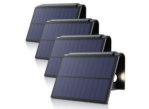 4062861837887 - 4x LED Solarleuchte Solar Wandleuchte für außen mit Akku & ohne Stromanschluss Wasserdicht Ein- Ausschalter  mehrere Helligkeitsstufen LED fest integriert Warmweiß 1800 mAh Akku Solarpanel IP54 wetterfest für Außenmontage