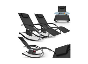 4061173305930 - tectake® Gartenliege ergonomisch mit Komfort-Schwingbewegung atmungsaktives wasserabweisendes Textilene-Gewebe abnehmbares Kopfpolster seitliche Aufbewahrungstasche