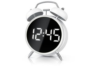 4062861837993 - Wecker Digital rund Lichtring Retro lauter Glockenalarm für Tiefschläfer Einfache Bedienung Zeit und Datum Beleuchtet ohne Ticken Vintage