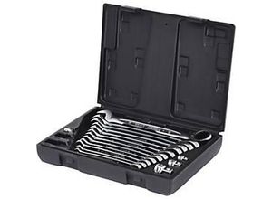 4042146084830 - GEARplus Ratschenringmaulschlüssel-Satz umschaltbar Ring 15° gekröpft im Koffer für Bits 16 Teile KS Tools
