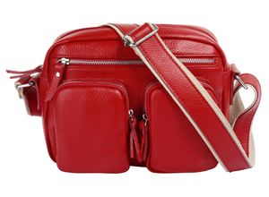 4260543050139 - Umhängetasche SAMANTHA LOOK Damen Gr B H T 26cm x 22cm x 7cm onesize rot Leder unifarben Taschen echt Leder Made in Italy