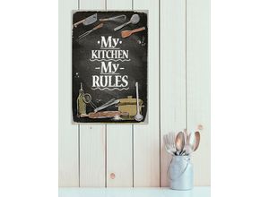 4067437337938 - Metallbild QUEENCE My Kitchen Bilder Gr B H 30 cm x 45 cm Metallbild Schriftzüge Hochformat 1 St grau Metallbilder Stahlschilder
