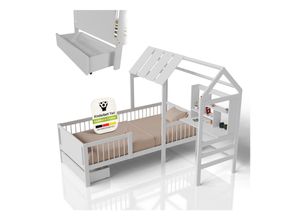 4262437185453 - Kinderbett Yari - Integrierter Schreibtisch Schublade Pflegeleicht 150 kg belastbar - weiß