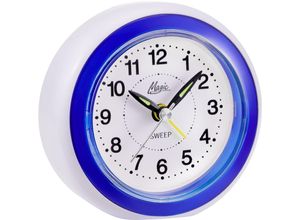 4026934219758 - Quarzwecker ATLANTA blau (blau weiß) Wecker ideal für Reisen Geschenkidee Leuchtzeiger Weckwiederholung analog
