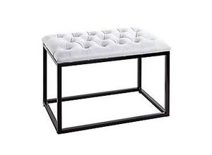 4001070251275 - Hocker HAKU gepolstert B 600 x T 400 x H 450 mm Textilgewebe in Lederoptik und Stahl grau-schwarz